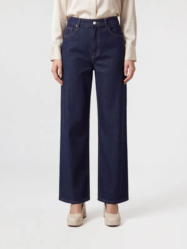 RÓHE Mid-rise Wide-leg Jeans In Cotton With Five Pockets