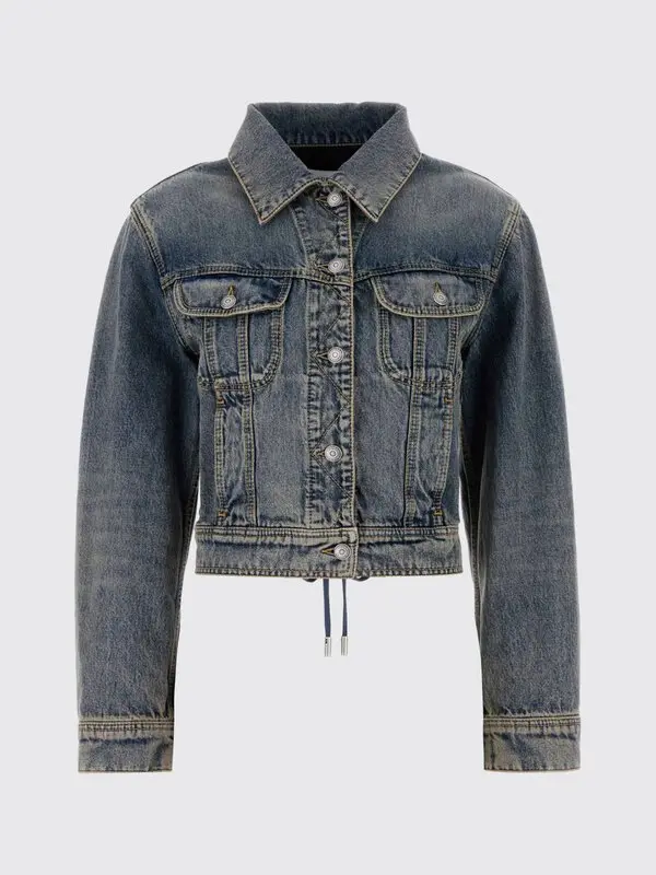 Alexander McQueen Cropped Denim Jacket In Cotton With Woven Details