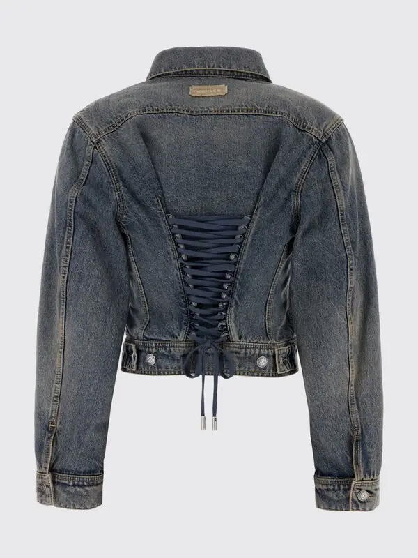 Alexander McQueen Cropped Denim Jacket In Cotton With Woven Details