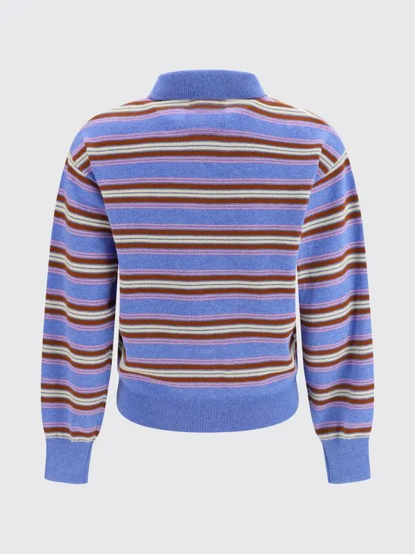 Guest In Residence Striped Cashmere Long-sleeve Slim Fit Polo Sweater - Blue 1