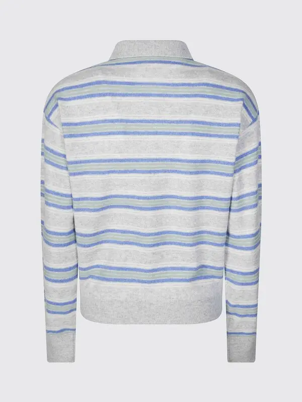 Guest In Residence Striped Cashmere Long-sleeve Slim Fit Polo Sweater - Blue