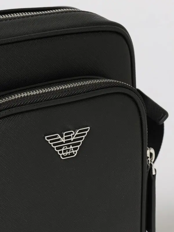 Emporio Armani Small Saffiano-effect Messenger Bag With Eagle Logo