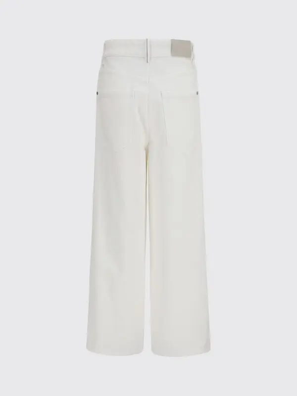 Brunello Cucinelli Mid-rise Wide Leg Jeans In Cotton Denim - Ivory