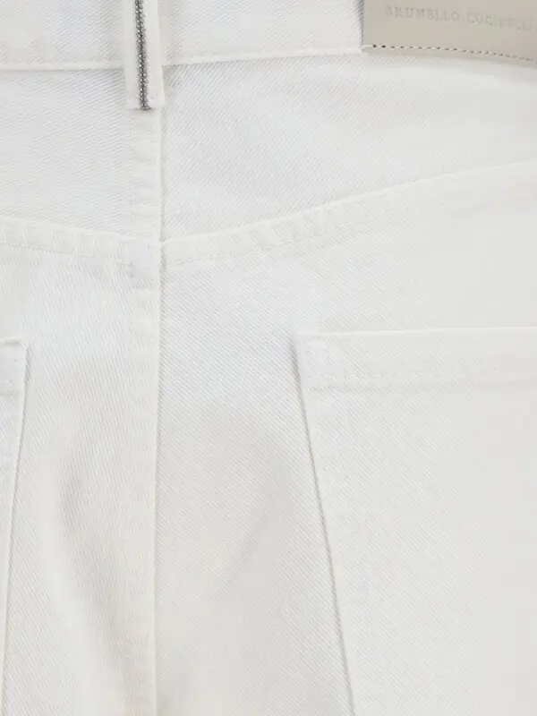 Brunello Cucinelli Mid-rise Wide Leg Jeans In Cotton Denim - Ivory