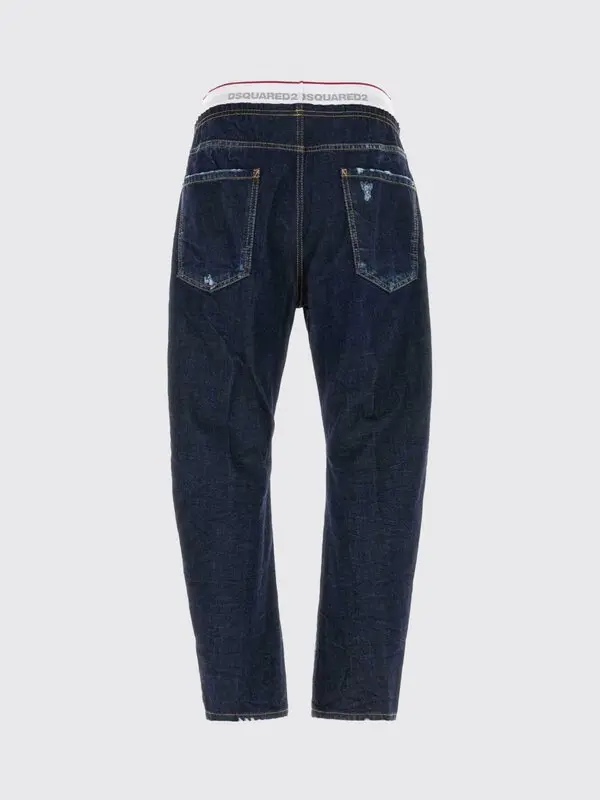 Dsquared2 Straight Leg Distressed Jeans With Elasticated Logo Waistband