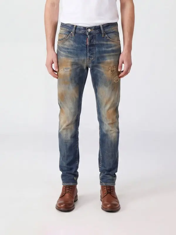 Dsquared2 Teddy Slim Fit Worn-effect Skinny Jeans In Cotton Denim