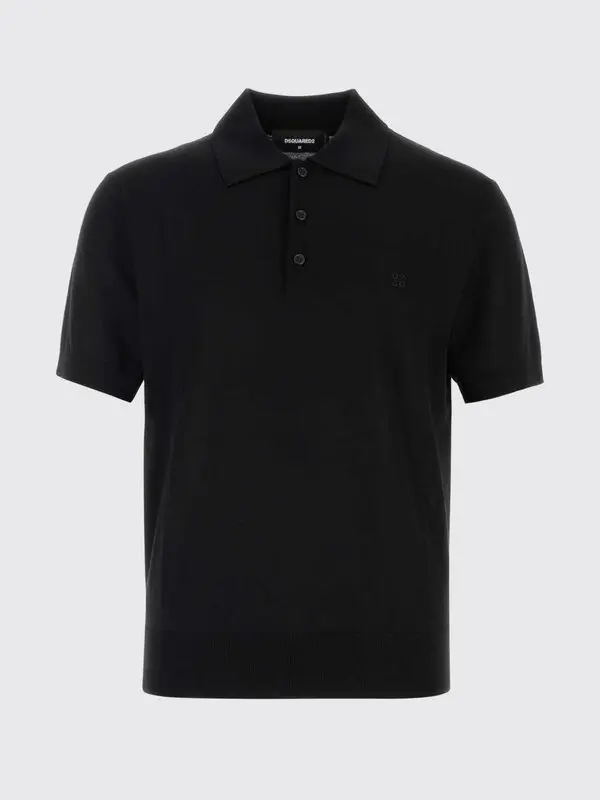 Dsquared2 Short-sleeved Wool Knitted Polo Shirt With Three-button Placket