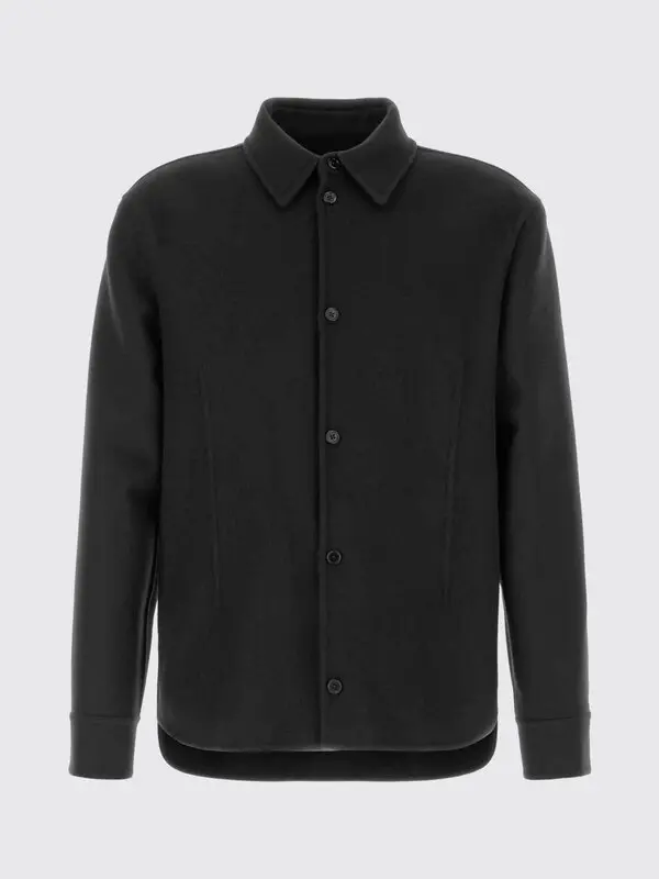 JIL SANDER Pure Wool Shirt Jacket With A Classic Collar And Curved Hem - Black