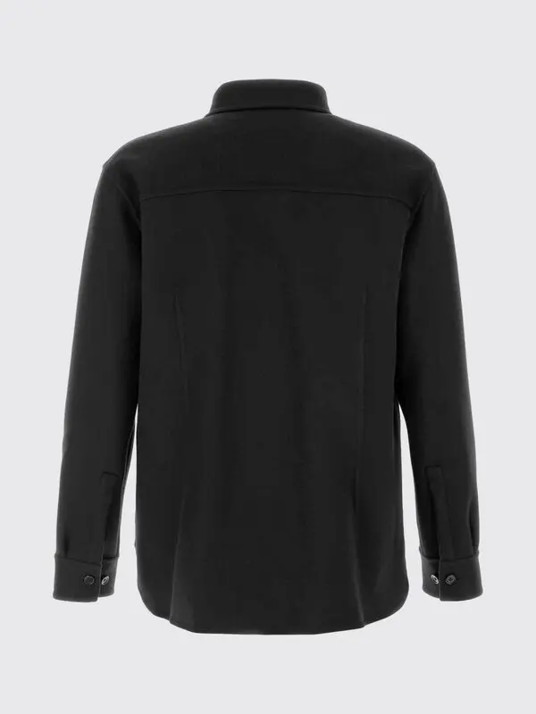 JIL SANDER Pure Wool Shirt Jacket With A Classic Collar And Curved Hem - Black