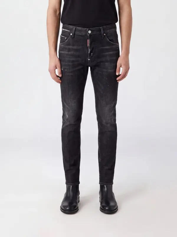 Dsquared2 Mid-rise Straight Jeans In Distressed Denim With Regular Fit