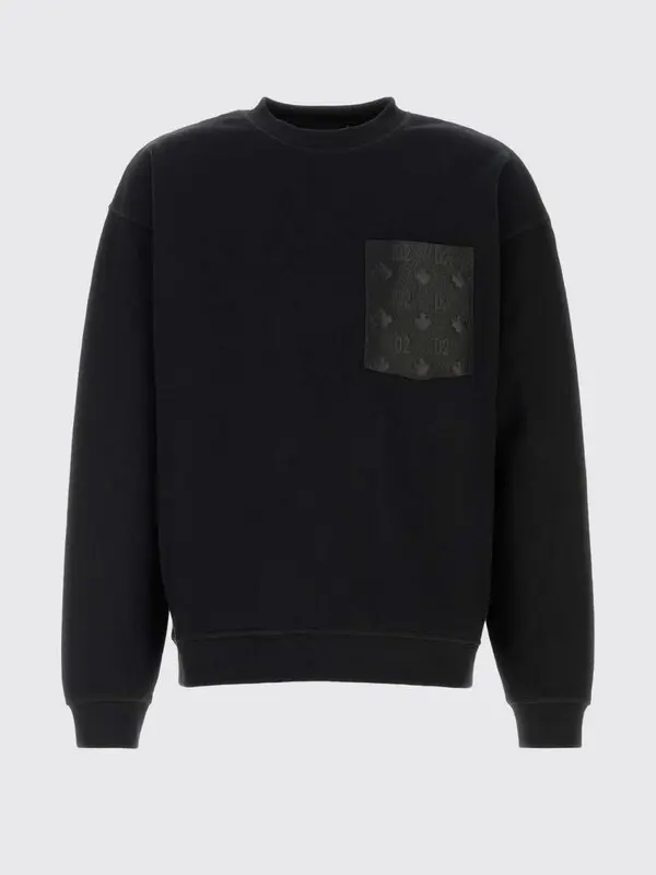 Dsquared2 Relaxed Fit Crewneck Sweatshirt In Cotton With Monogram And Patch Pocket