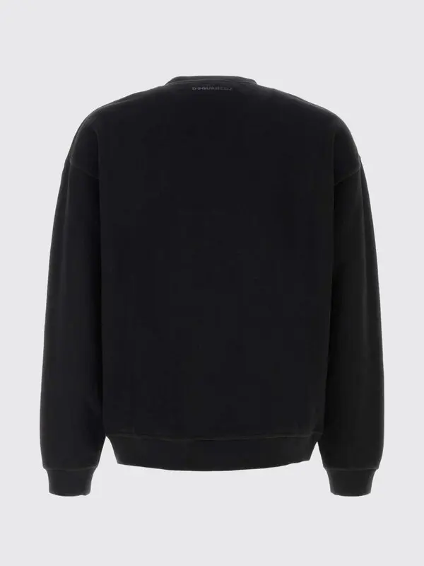 Dsquared2 Relaxed Fit Crewneck Sweatshirt In Cotton With Monogram And Patch Pocket