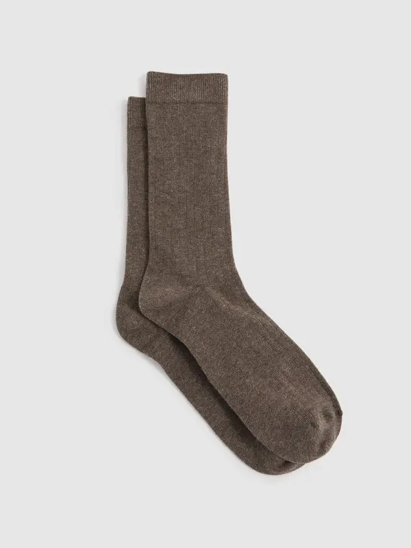 REISS Felicia Cotton Ribbed Socks - Chocolate