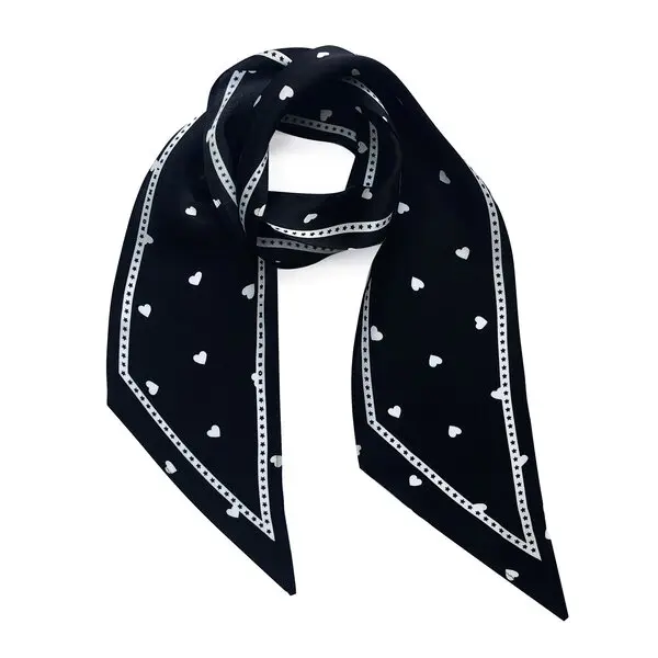 INGMARSON Tiny Hearts Silk Neck Scarf & White