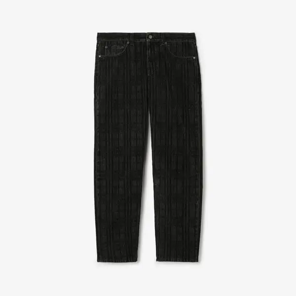 Burberry Check Flocked Straight Jeans