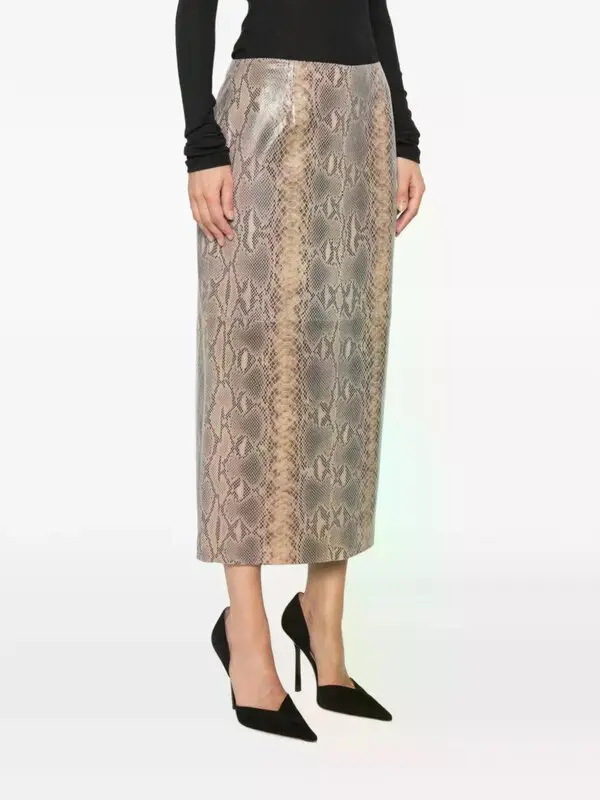 DUCIE Chloe Python-print Midi Skirt