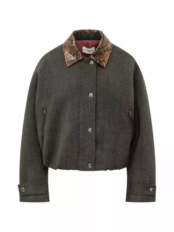 DES_PHEMMES Snake-effect Collar Bomber Jacket