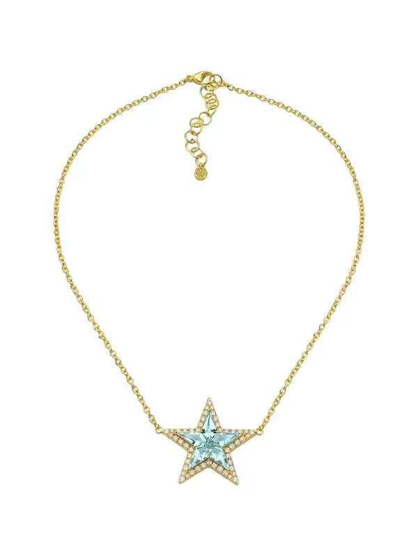 BUDDHA MAMA Kite Star Aquamarine And Diamond Necklace - Gold