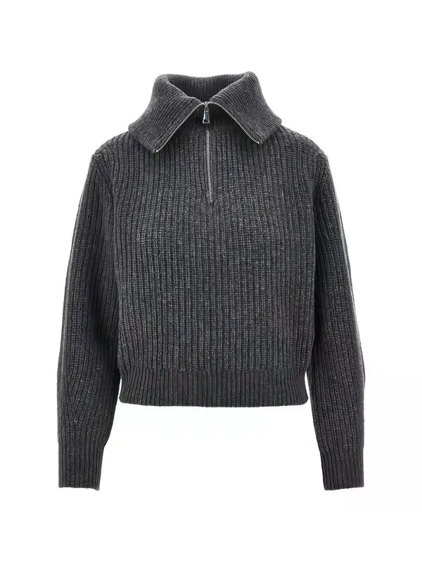Max Mara Wool Zip-up Roll-neck Jumper Dark - Grey