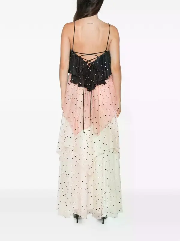 Aje Songstress Polka-dot Ruffled Gown