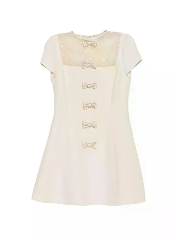 Valentino Garavani Lace-panelled Bow-detail Mini Dress