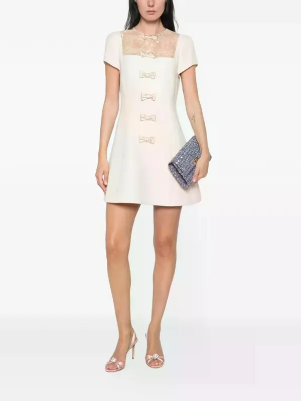 Valentino Garavani Lace-panelled Bow-detail Mini Dress