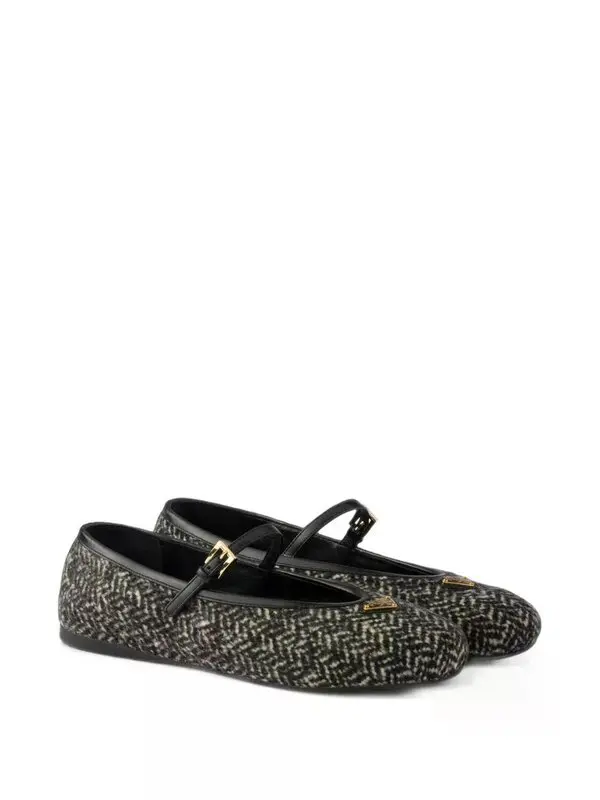 Prada Triangle-appliqué Ballerinas