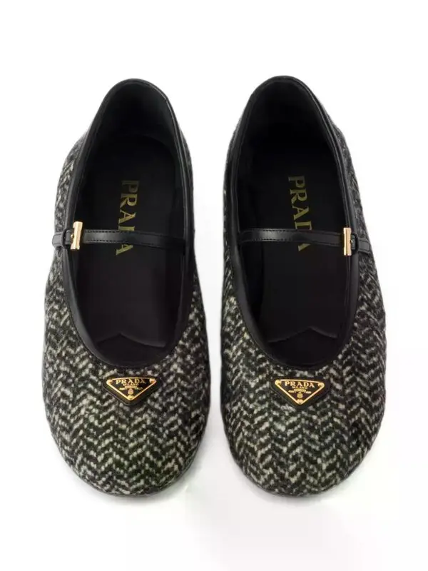 Prada Triangle-appliqué Ballerinas