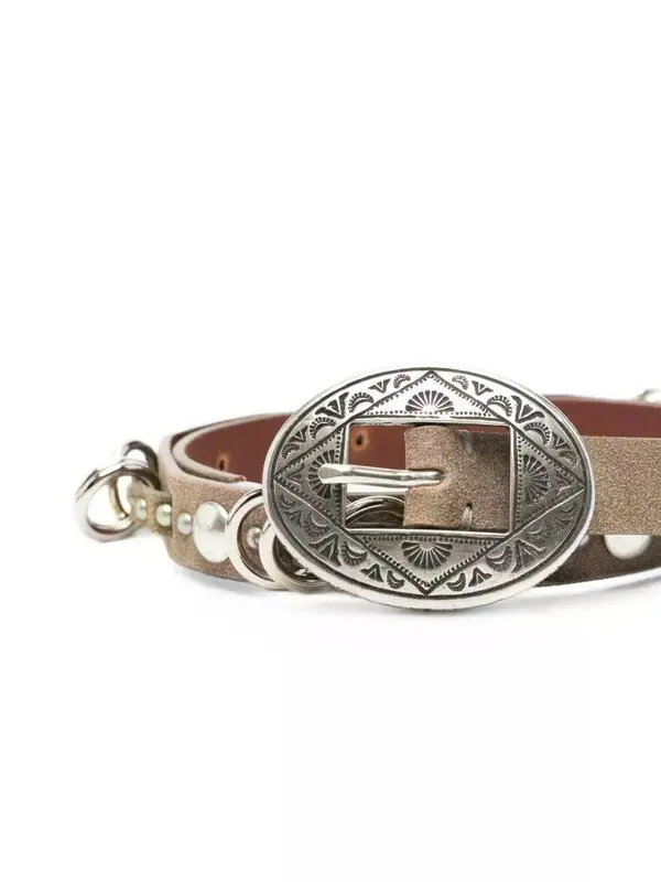 GOLDEN GOOSE Stud-embellished Ring-detail Belt - Neutrals