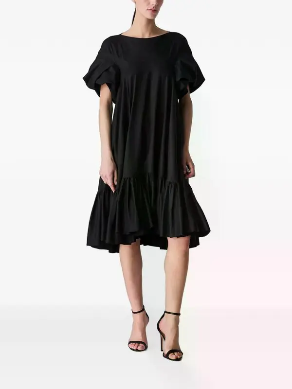 Vera Wang Cordy Puff-sleeve Ruffled Midi Dress