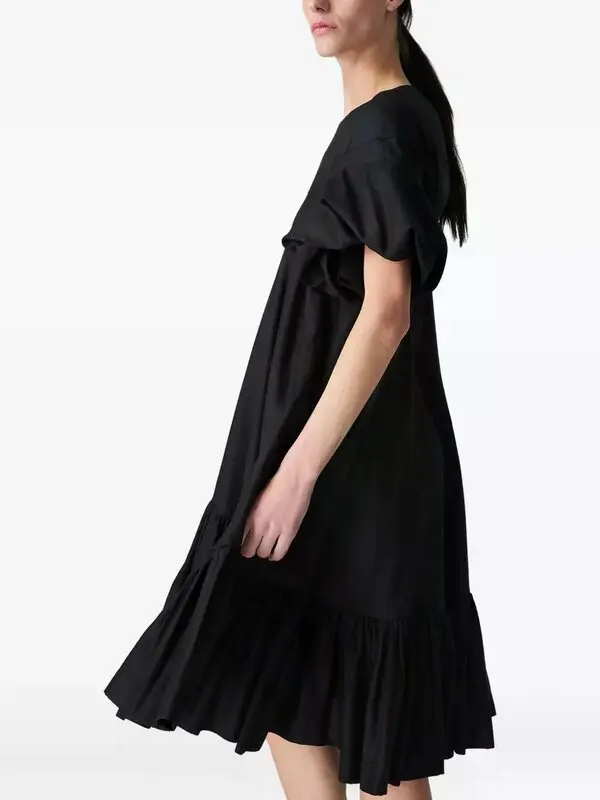 Vera Wang Cordy Puff-sleeve Ruffled Midi Dress