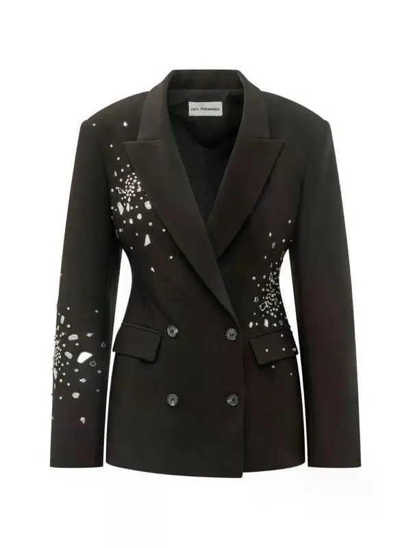 DES_PHEMMES Crystal-embellished Double-breasted Blazer