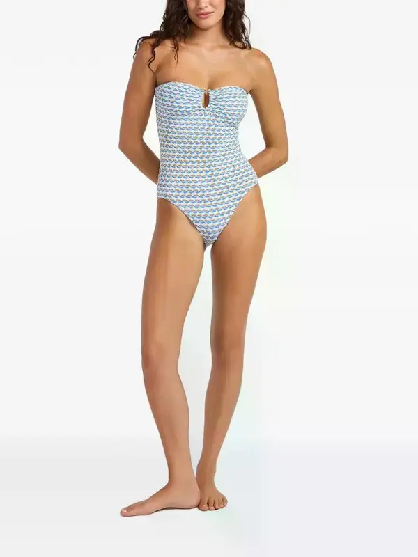 Seafolly Mala Ring Bandeau Geometric-print Swimsuit - Blue