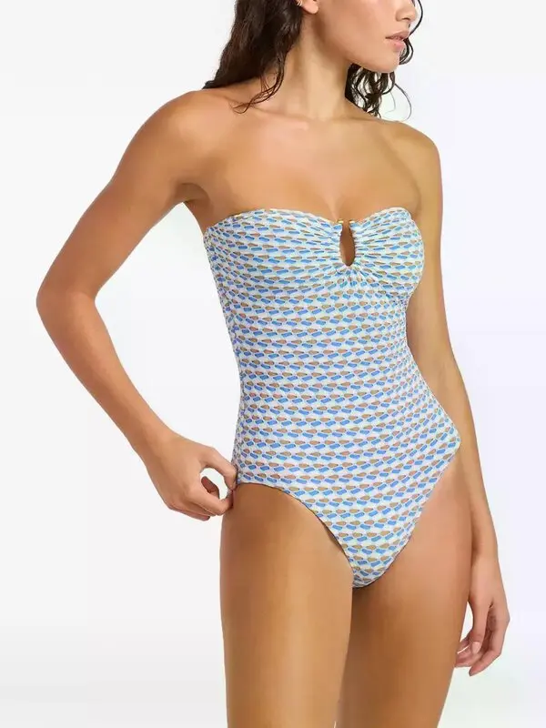 Seafolly Mala Ring Bandeau Geometric-print Swimsuit