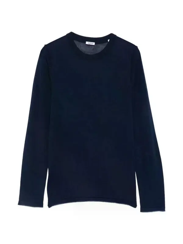 Aspesi Contrast-stitch Long-sleeve Sweater - Blue