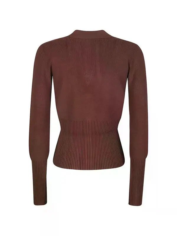 Patrizia Pepe Hook-fastening Ribbed-knit Cardigan