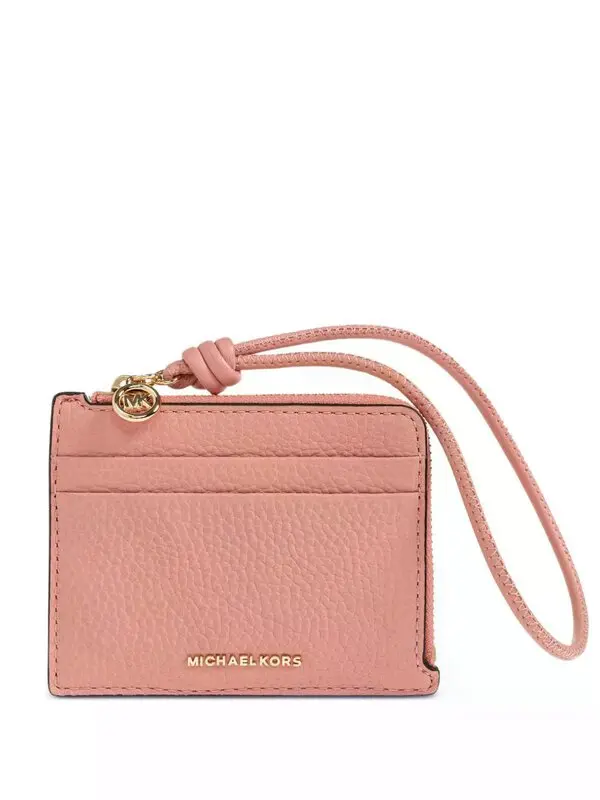 Michael Kors Jet Set Small Pebbled Leather Card Case Wristlet - Pink