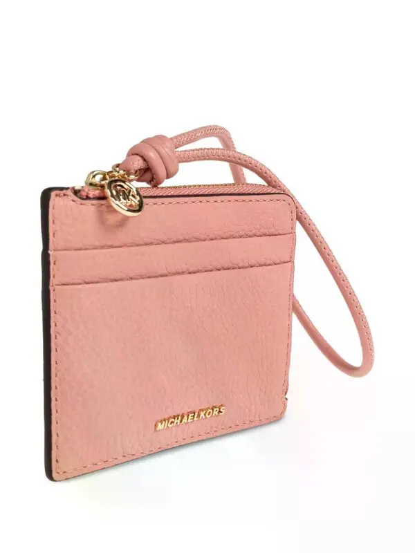 Michael Kors Jet Set Small Pebbled Leather Card Case Wristlet - Pink