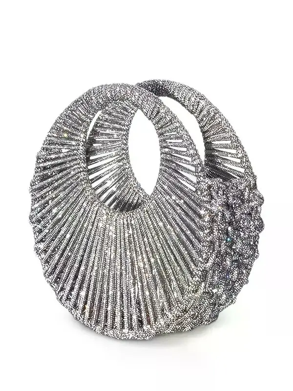HIBOURAMA Jaya Crystal-embellished Woven Clutch Bag