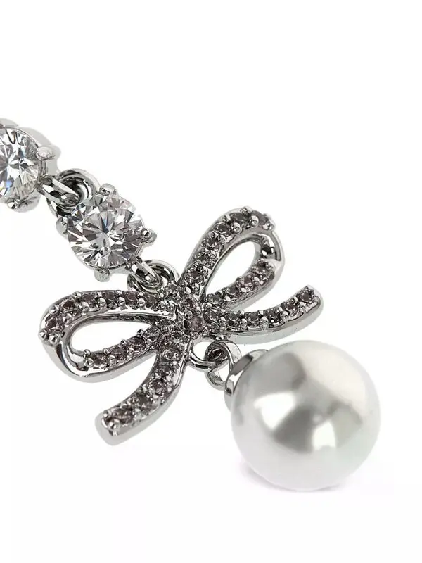 SELF-PORTRAIT Crystal And Faux Pearl Bow Drop Earrings