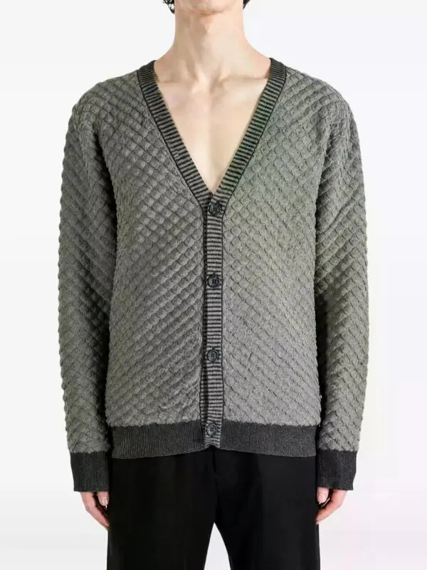 KOZABURO Quilted-effect V-neck Cardigan