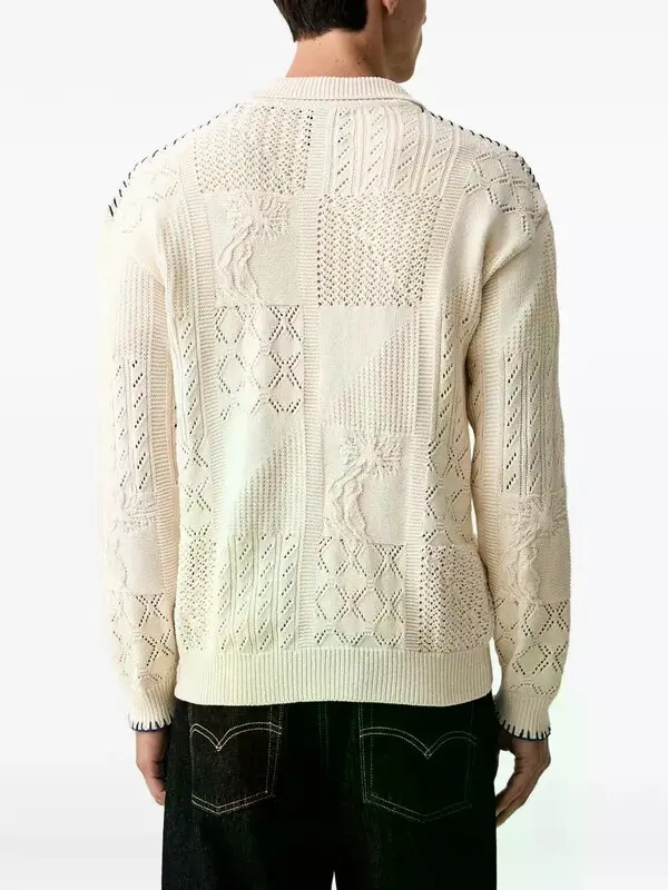 Scotch & Soda Multi-stitch Patchwork Cable-knit Cardigan
