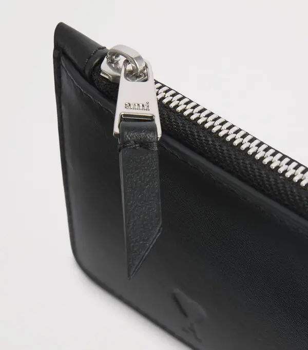 AMI Paris Leather Zipped Card Holder