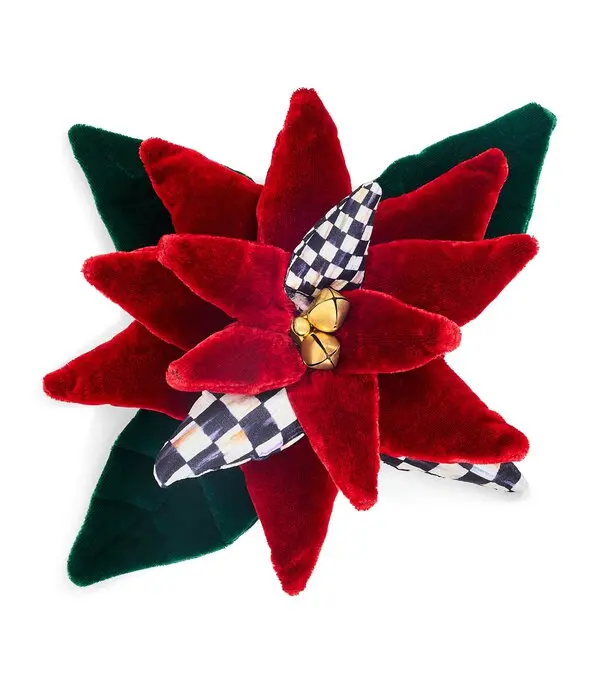 MACKENZIE-CHILDS Small Velvet Poinsettia Clip Decoration - Red