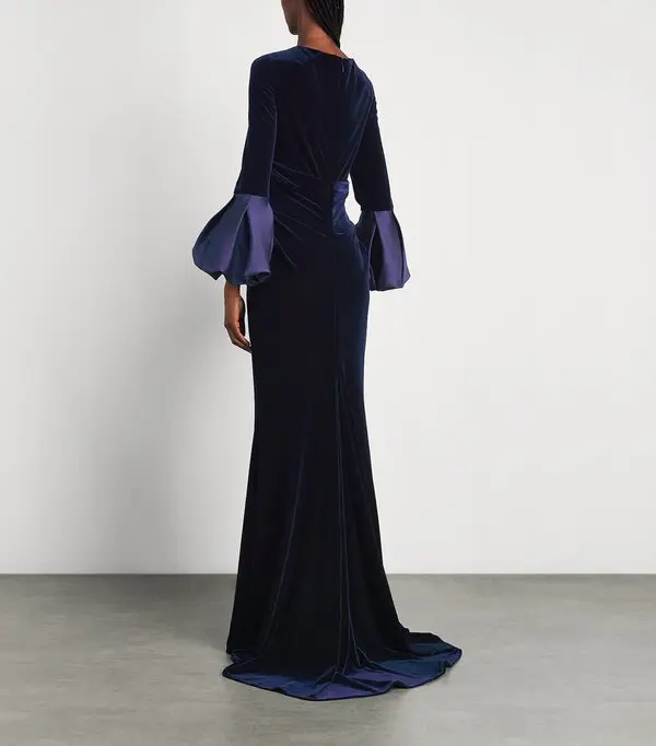 Talbot Runhof Stretch-velvet Draped Gown