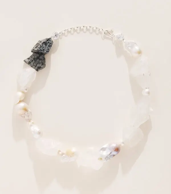 Completedworks White Quartz-snowflake Obsidian Choker - Silver