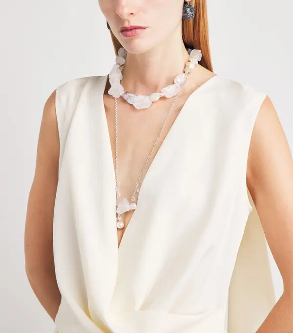 Completedworks White Quartz-snowflake Obsidian Choker
