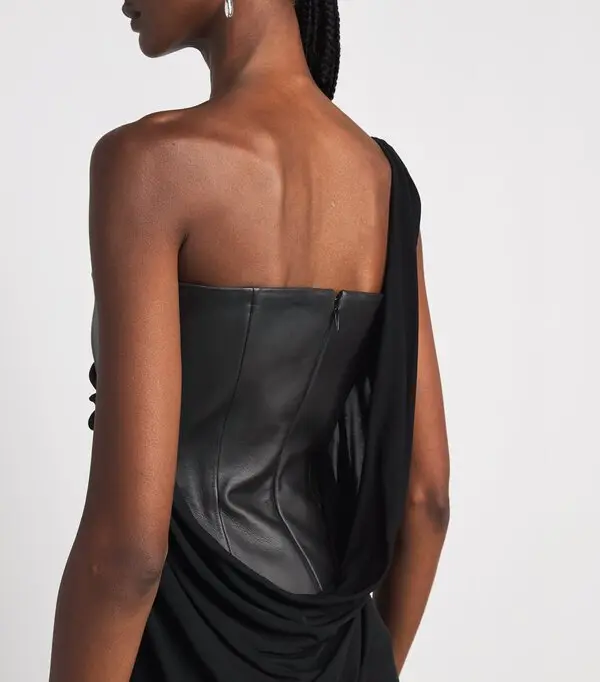 Alex Perry Leather-jersey Asymmetric Gown