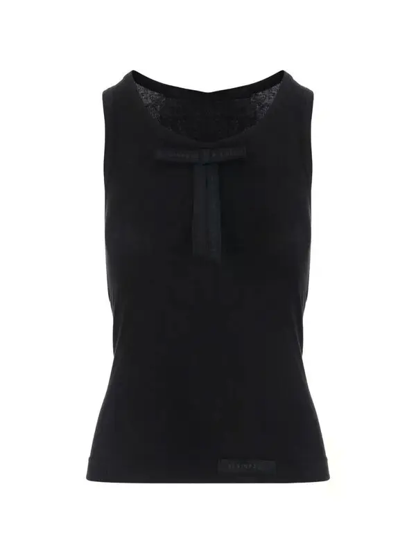 ALAINPAUL Bow-detail Ribbed Tank Top - Black