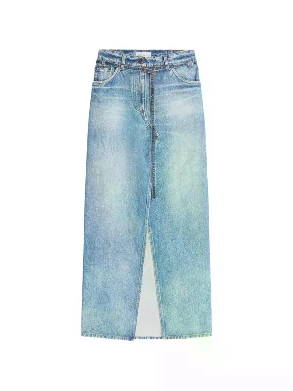 Dries Van Noten Cotton Denim Long Skirt - Blue